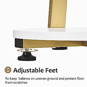 BEWISHOME Round End Table Side Table with Metal Frame, Accent Table Nightstand Bedside Table with 3-Tier Shelves, Small Table for Living Room Bedroom Couch Table Small Coffee Table White Gold KTZ41M