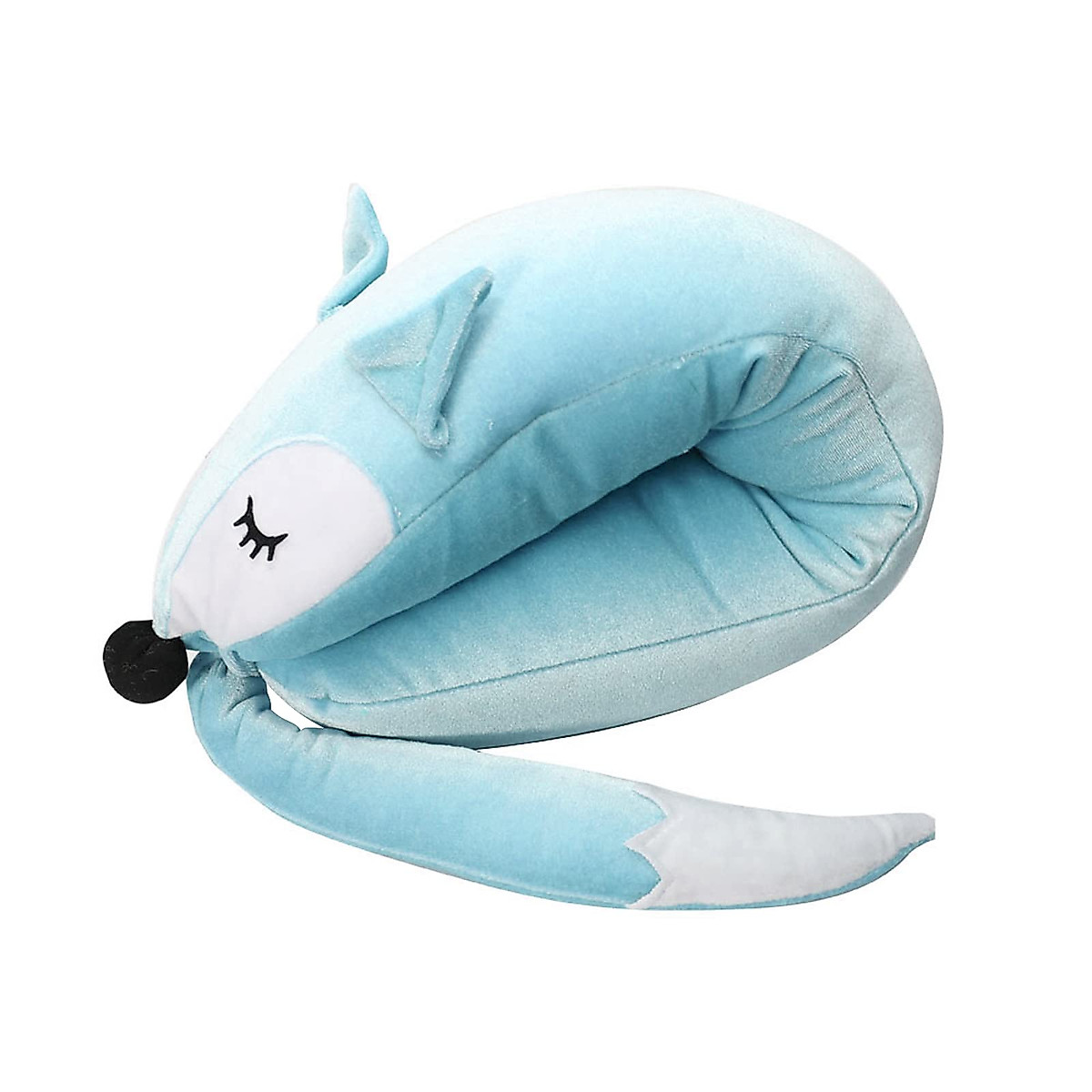 ITODA U Shaped Fox Airplane Travel Pillow Cute Neck Head Chin Support Sleep Cushion Compact Portable Animal Washing Nap Headrest for Office Home Car Train Bus Camping