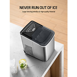 Ice Maker Machine for Countertop, 9 Ice Cubes Ready in 6 Minutes, 26lbs in 24Hrs Portable Ice Maker Machine Self-Cleaning, 2 Sizes of Bullet-Shaped Ice for Home Kitchen Office Bar Party