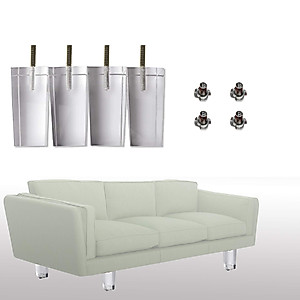 Nutan, 5” Square Acrylic Legs, Great and Sturdy Replacement for Sofas, Chairs and Tables, Set of 4.