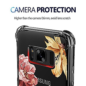 KIOMY Galaxy S8 Case, Crystal Clear Case with Design Rose Flowers Pattern Print Bumper Protective Shockproof Case for Samsung Galaxy S8 Flexible Soft Gel Silicone TPU Floral Cover for Girls Women