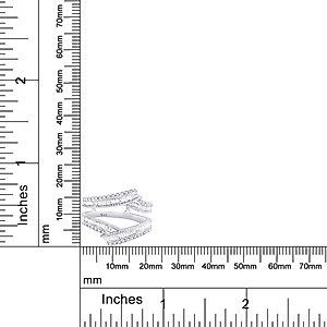 AFFY Baguette Shape Cubic Zirconia Enhancer Wrap Guard Ring in 14K White Gold Over Sterling Silver (7.5)