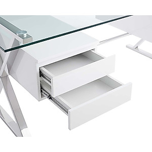Modway EEI-6226-WHI Sector 71" Glass Top Glass Office Desk, White
