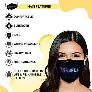 LED Smart Mask | Custom Mask with Bluetooth Mask Face Cover Talking Electric Mask | Digital Mask Christmas LED Mask | Customizable Halloween LED Bluetooth Mask | LED Bluetooth Electronic Mask