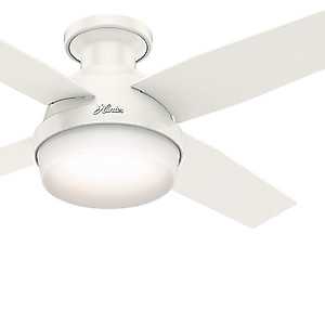 Hunter Fan 44 Inch Fresh White Ceiling Fan with Light and Remote Control, Indoor Ceiling Fan with 4 Blades for Bedroom, Living Room, Office, Basement, Kitchen, Dining Room (Renewed)