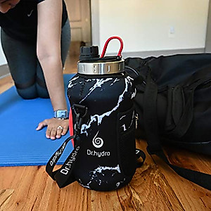 DR.HYDRO Half Gallon Water Bottle with Sleeve Includes Straw & Chug Lid - BPA Free Sports Water Jug | Leakproof Large Water Bottle with Silicone Handle (74 Ounce)