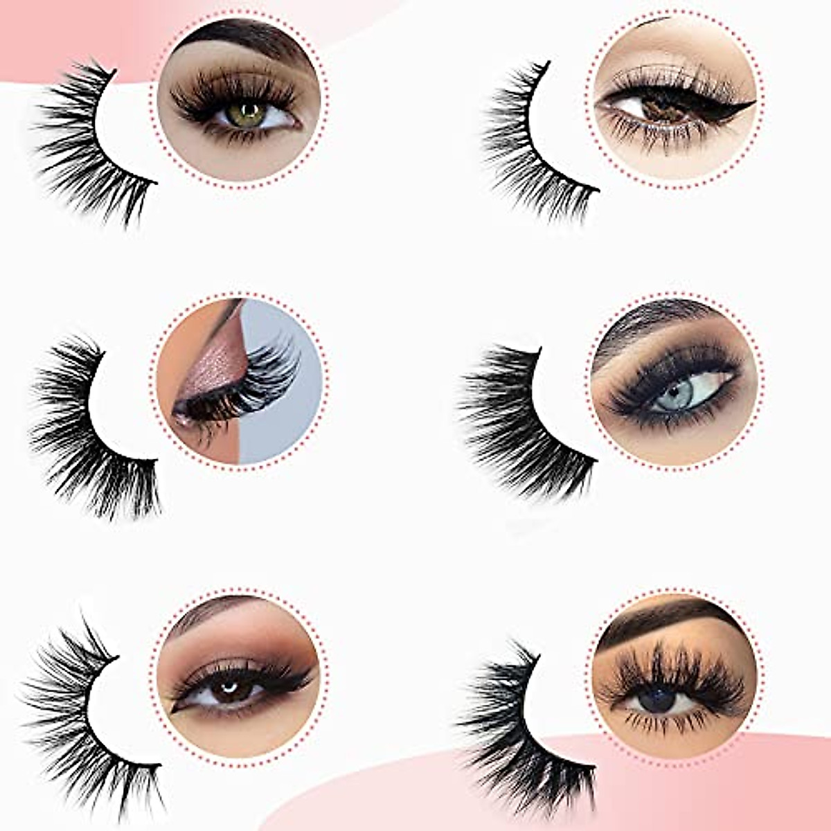 30 Pairs 20MM False Eyelashes pestañas Wholesale 6 Styles Mixed Lashes 3D Fluffy Volume Dramatic Faux Mink Eyelashes Pack（303）