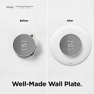 elago Wall Plate Cover Plus 2 Compatible with Google Nest Thermostat 2020 [Snow] - Durable Polycarbonate Material, Easy Installation, Complementary Design