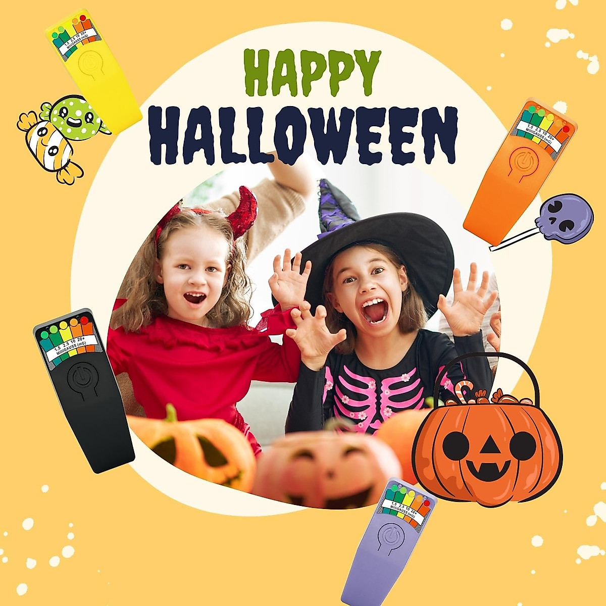 Gurtice 2 Pack Black EMF Meter Ghost Hunting Magnetic Field Detector Spirit Box Paranormal Equipment Tester 50Hz-20,000Hz