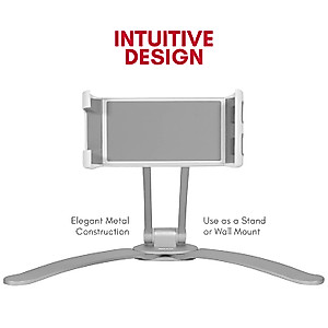 Macally 2-in-1 Kitchen Tablet Holder & Wall Mount iPad Stand / Under Cabinet Holder- Perfect for Recipe Reading on Countertop or Using on Office Desktop- Fits iPad Pro/Air Samsung Tab up to 7.5" Wide