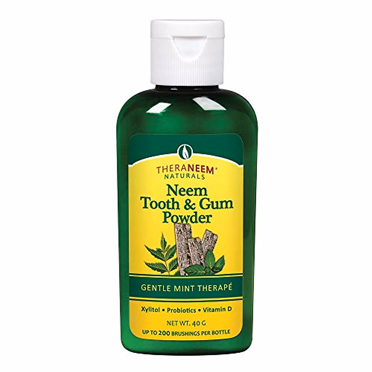 TheraNeem Tooth and Gum Powder | Supports Healthy Teeth and Gums with Probiotics, Vitamin D | Mint, 40 Grams, 200 Uses