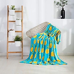 Elegant Comfort Velvet Touch Ultra Plush Christmas Holiday Printed Fleece Throw/Blanket-50 x 60inch, (Pineapple)