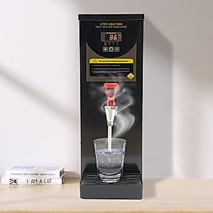 LOHISHILO Commercial Milk Frother 2000W 8L Electric Steam Milk Frothing Machine Steam Boiling Water Machine, Milk Foam Espresso Machine with LED Display for Coffee Milk Tea Dessert, Black