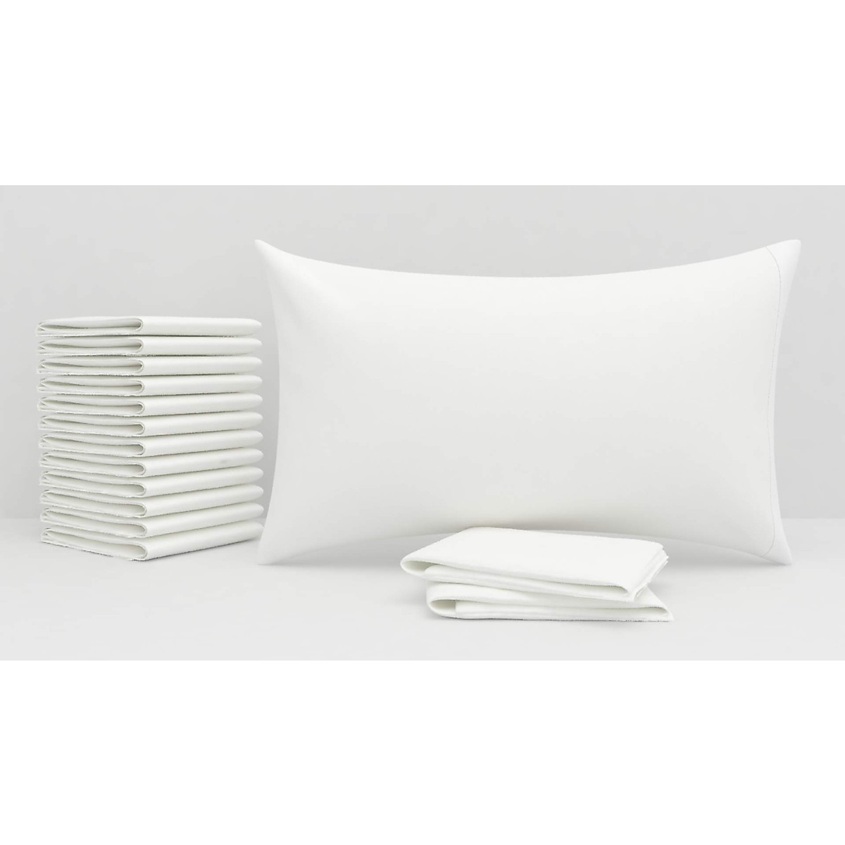 Aveesha 12 Pack Poly Cotton Pillow Cases - Standard Size White Pillowcases - 180 Thread Count Percale Weave Pillow Covers - Perfect for Home, Hotels and Hospital Use