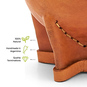 BALIBETOV Leather Wrapped Handmade Yerba Mate Gourd (Mate cup) with Bombilla (Yerba Mate straw) (Natural)