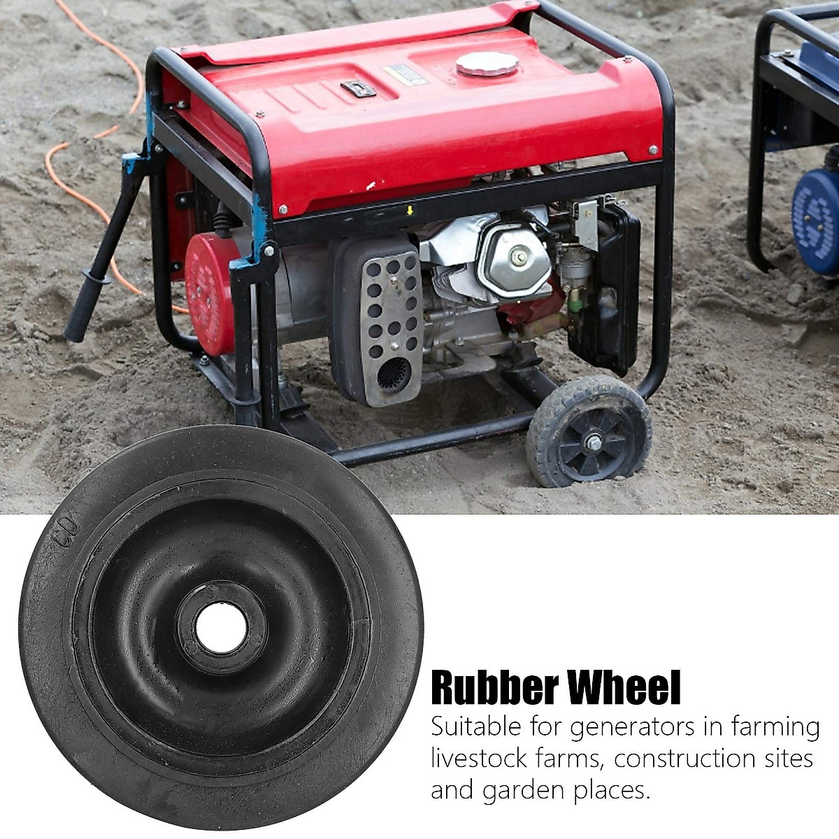 Mute Wheels For Gasoline Engine Generator Rubber Wheel Replacement Parts 5kw-6.5kw 2Pcs