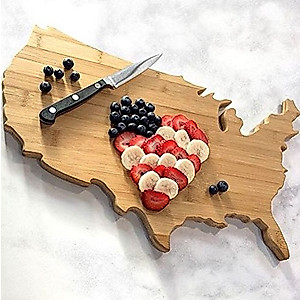 Totally Bamboo United States of America Shaped Bamboo Serving and Cutting Board