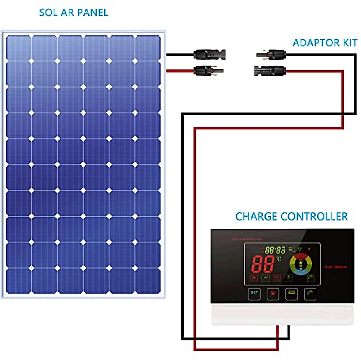 CERRXIAN 14AWG 3.2FT Solar Extension Bare Wire Cable with Female and Male Connector with O Ring Solar Panels, Charge Controller(Black+Red) (14AWG 3.2FT)-o