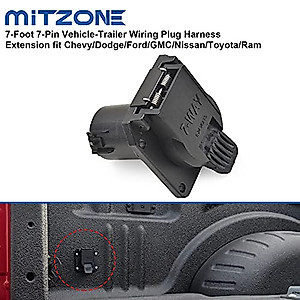 MITZONE 7-Foot 7-Pin Vehicle-Trailer Wiring Plug Harness Extension Compatible with Chevy/Dodge/Ford/GMC/Nissan/Toyota/Ram for Fifth-Wheel and gooseneck Trailers [Truck Bed Extension]
