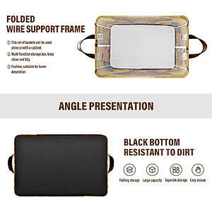 PDZRMY Open Storage Bin Blue Butterfly Highland Cow Large Foldable Storage Box Storage Basket Organizer Bins with Leather Handles for Shelf Closet Bedroom Living Room Office Home 1 Pack