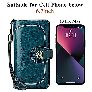 FOXLOVER Designer Wristlet Wallets for Women Large Capacity Ladies RFID Blocking Leather Credit Card Holder