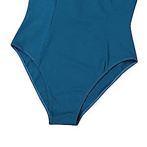 Hansber Women's Criss Cross Back Sleeveless Leotard Spaghetti Straps Ballet Dance Gymnastics Bodysuit Dancewear Blue-green Medium