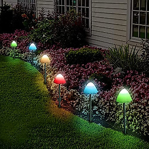 Outdoor Solar Garden Lights, Set of 12 Mini Solar Mushroom Light Outdoor Waterproof Cute Mushroom Shaped Pathway Landscape Lights for Yard Patio Garden Party Wedding Festival Decoration （Multicolor