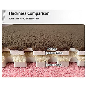 9/12/15/16 Pcs Interlocking Foam Carpet Tiles,Soft Fluffy Plush Area Rug Mat,Crawling Playmat Puzzle Mat,for Bedroom, 12X12inch, 0.4 Inch Thicken Foam,Grey+Rose red,16 PCS