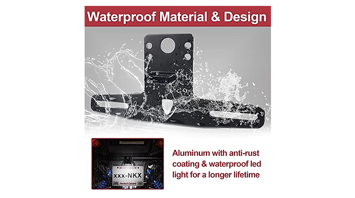 ATV UTV License Plate Holder with LED Light - StarknightMT Durable Frame