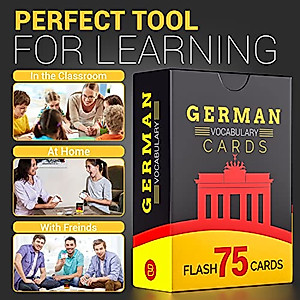 German Vocabulary Flash Cards - 75 Beginner Vocab with Pictures - Memory & Sight Words - Travel & Quick Reference - Educational Language Learning Game Play - Kids, Grade School, Classroom, Homeschool
