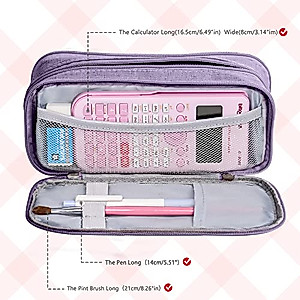 Pencil Case, Large Capacity Pencil Case for Kids Adults Teen, Handheld 3 Compartments Pencil Box Pouch Stationery Bag, Portable Office Stationery Makeup Bag School Supplies, Purple