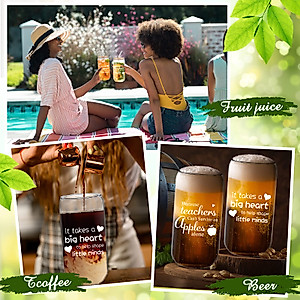 Gerrii 2 Pieces Teacher Gifts For Women Teacher Appreciation Gift Teacher Glass Cup 16 oz Drinking Glass Iced Coffee Glass Cup with Bamboo Lid and Straw