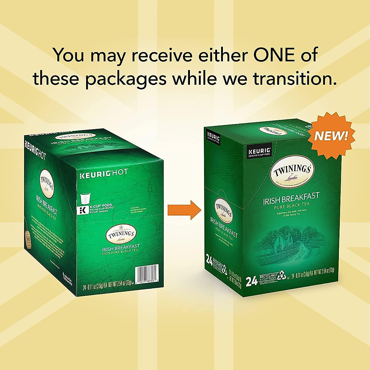 Twinings Irish Breakfast Tea K-Cups, Caffeinated Black Tea Pods for K-Cup Brewing, 48 Count