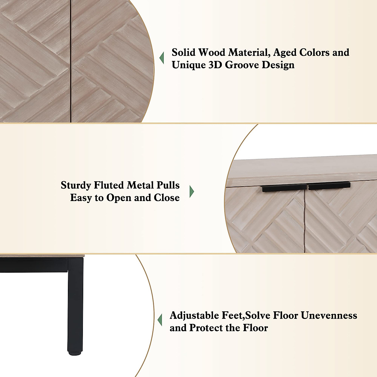 HLR Wood Accent Cabinet with 2 Doors, Farmhouse Credenza Sideboard Storage Cabinet Buffet with Metal Legs for Dining Living Room,Entryway,Hallway & Office