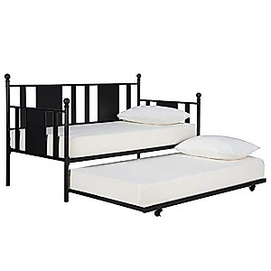 DHP Lavinia Metal Daybed with Trundle, Full Size Sofa Bed, Black