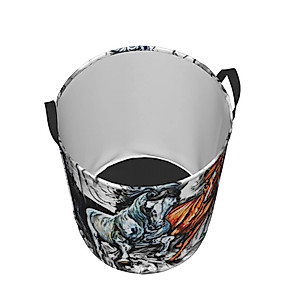 Kuilepa Four Running Horses Waterproof Foldable Laundry Hamper Bucket With Handles For Storage Bin,Kids Room,Home Organizer,Nursery Storage,Clothes Hamper Storage Basket (Medium)