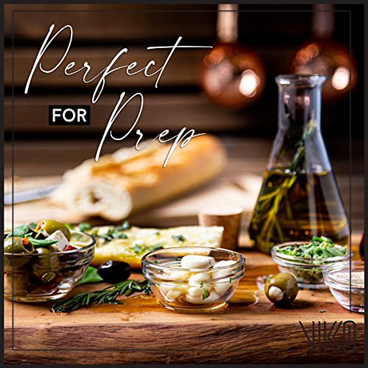 Vikko 3 Inch Small Glass Bowls: Dipping Sauce Cups - Pinch Bowls for Cooking Prep - ingredient bowls for prep - Mis En Place Bowls - Stackable Clear Round Spice Bowls - Small Glass Bowl - Set of 6