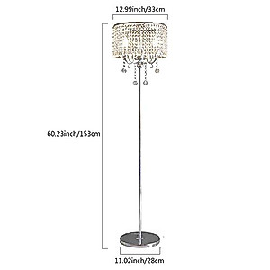 Hsyile Lighting KU300153 Floor Lamp- Elegant Designs Crystal Floor Lamps Chrome Finish Tall Standing Light for Living Room,Bed Room,Office