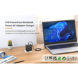 CYD 44w Tablet-Computer Chargers Compatible for Surface Laptop Go 2 3 4, Surface book 2 Surface-laptop pro 3 pro 4 pro 5, laptop-charger for Surface 1706 1800 1735 1736