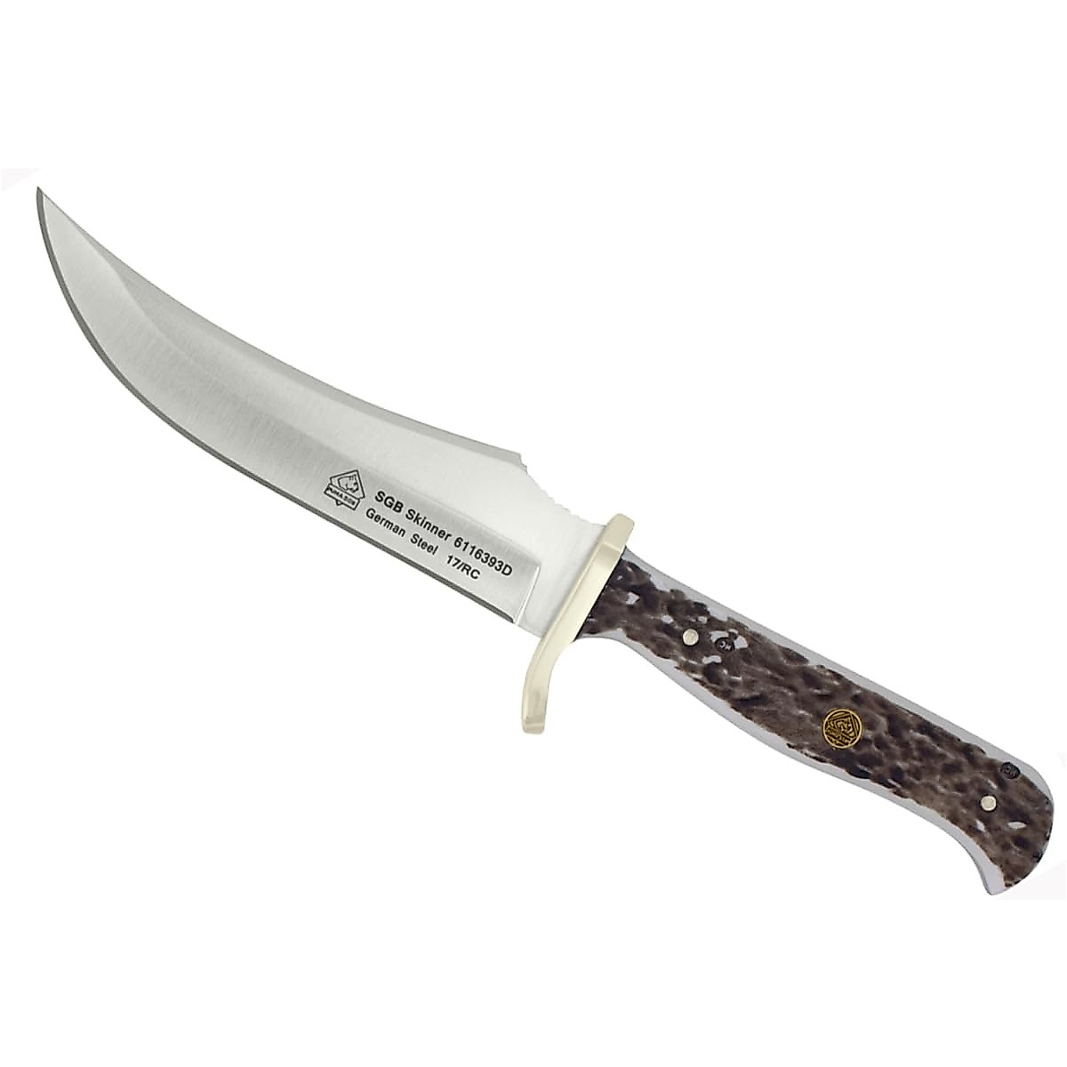 Puma SGB Skinner POM Commando Staghorn Hunting Knife with Leather Sheath