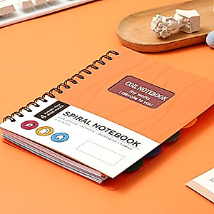 Yoment Spiral Notebook 6'' x 8'' Wide Ruled 5 Subject Notebooks with Dividers Tabs for Work Wide Ruled 240 Pages Lined Journal Multi Subject Notebook for Note Taking, Back to School, Gifts, Orange