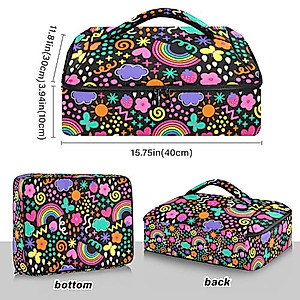 Kcldeci Insulated Thermal Food Carrier Insulated Casserole Carrier for Hot or Cold Food,Rainbow Flower Insulated Tote Bag for Potluck Cookouts Parties Picnic,Lasagna Lugger