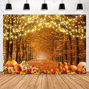 Avezano Fall Backdrop for Photography Autumn Maple Forest Leaves Thanksgiving Photo Background Give Thanks Party Decorations Farm Harvest Event Banner(7x5ft)