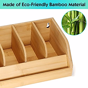 B4Life Belt Organizer, 7 Compartments Belt Display Rack for Men, Bamboo Belt Holder for Closet and Drawer, Belt Display Case Belt Box Belt Storage Organizer for Wall Belt Hangers (Yellow)