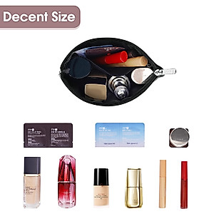 Narwey Small Makeup Bag for Purse Vegan Leather Travel Makeup Pouch Mini Cosmetic Bag Zipper Pouch for Women (Black)