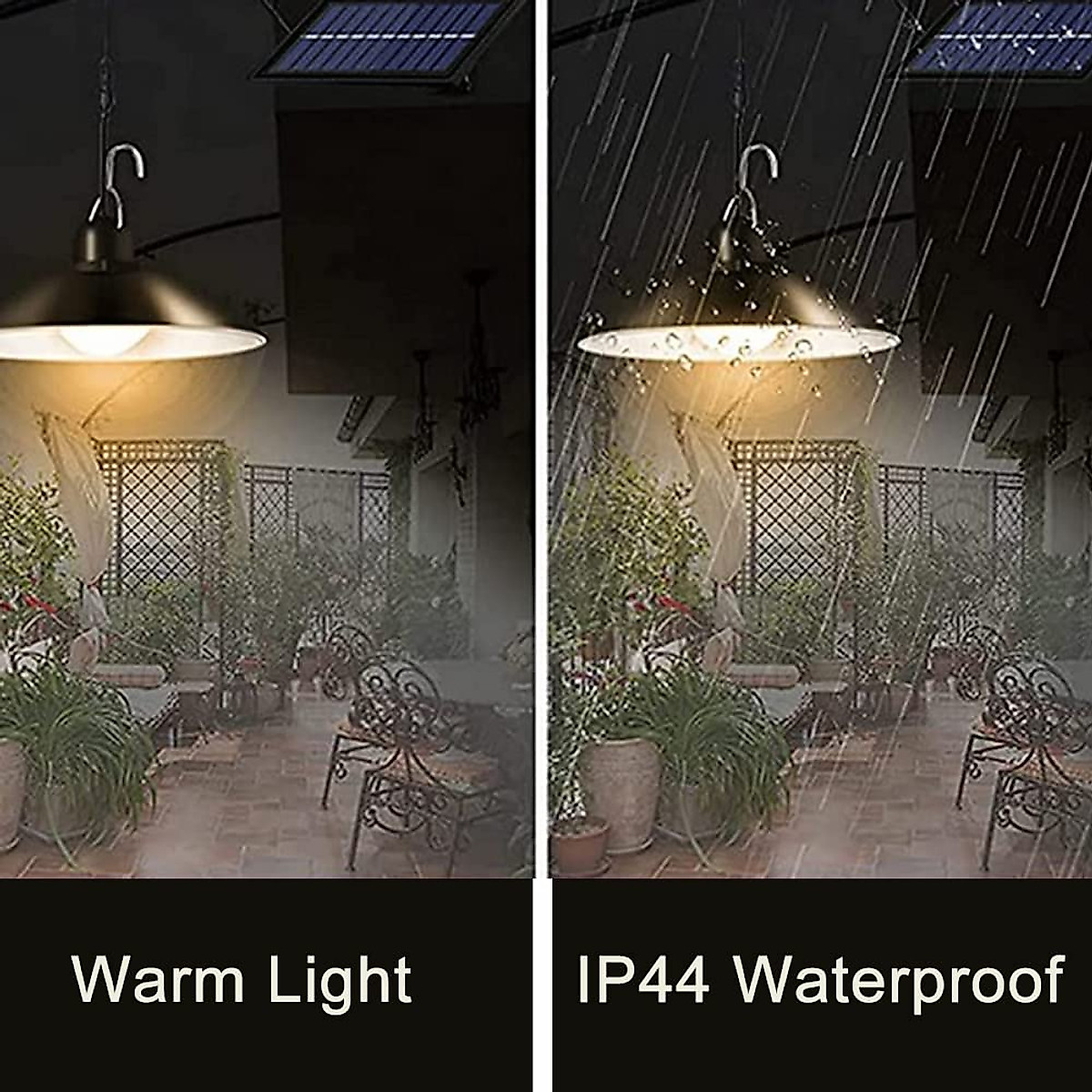 Aolyty Solar Pendant Light with Remote Control Dimmable Shed Light Waterproof Solar Powered Hanging Wall Light for Garden Yard Corridor Walkway Pathway Garage Driveway (Warm Light)