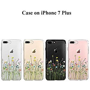 Unov Case Compatible with iPhone 8 Plus iPhone 7 Plus Case Clear with Design Embossed Pattern TPU Soft Bumper Shock Absorption Slim Protective Case 5.5 Inch (Flower Bouquet)