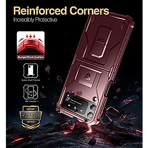 Dexnor Shockproof Case for Samsung Galaxy Z Flip 3 5G,Rugged Bumper Protective Case with Foldable Kickstand, Holster Cover with 360°Rotatable Belt Clip,Maroon Red
