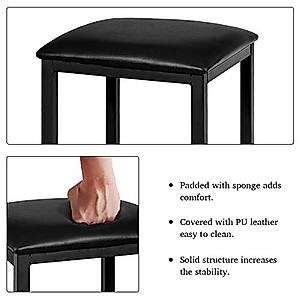 Giantex 3 Pcs Dining Table and Chairs Set with Faux Marble Tabletop 2 Chairs Contemporary Dining Table Set for Home or Hotel Dining Room, Kitchen or Bar (White & Black)