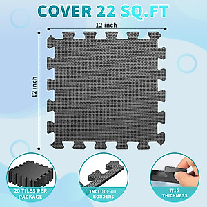 Foam Floor Tiles, 12" x 12" x 0.4", 20 sq. ft
